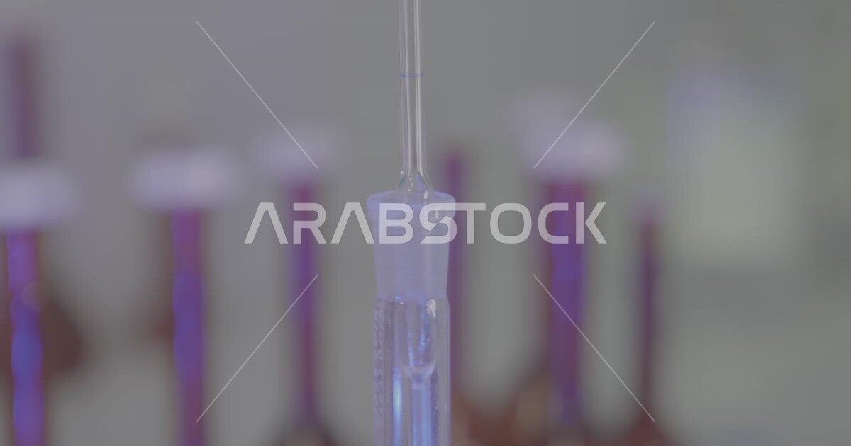 Test tubes in a pharmaceutical laboratory, using glass tubes to analyze ...