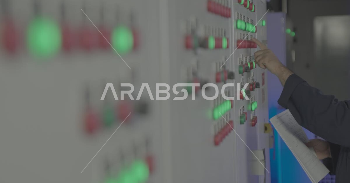 Close-up of an electric technician's hand examining the electrical ...