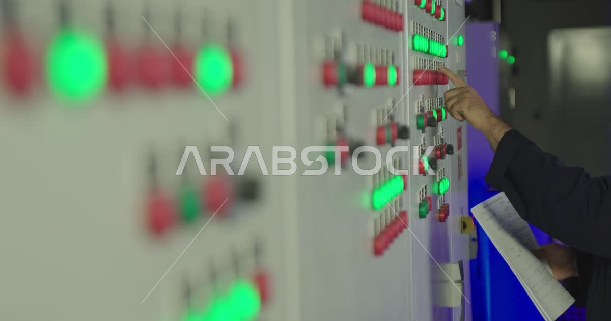 Electrical control station maintenance, close-up of an electrician's ...