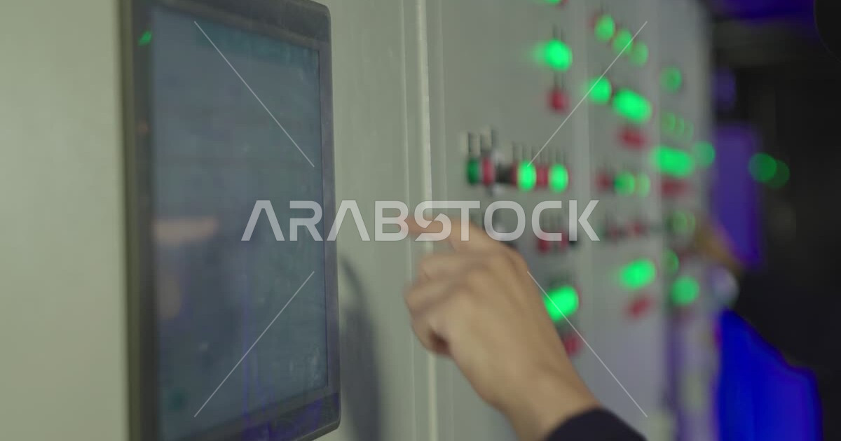 Advanced electrical equipment and tools, close-up of the hand of an ...