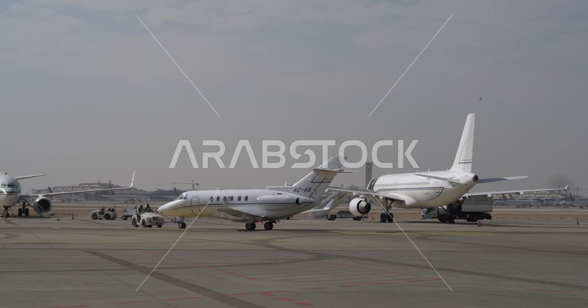 The runway at King Khalid Airport in Riyadh in the Kingdom of Saudi ...
