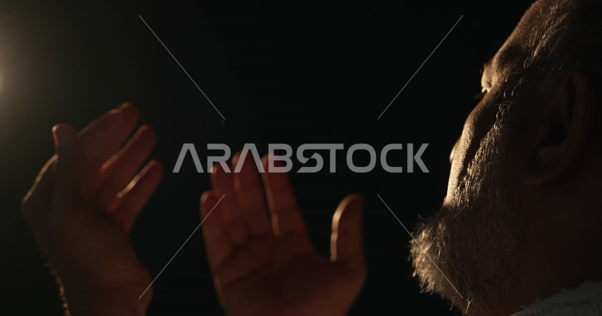 The concept of beseeching and needing God, a close-up depiction of an ...