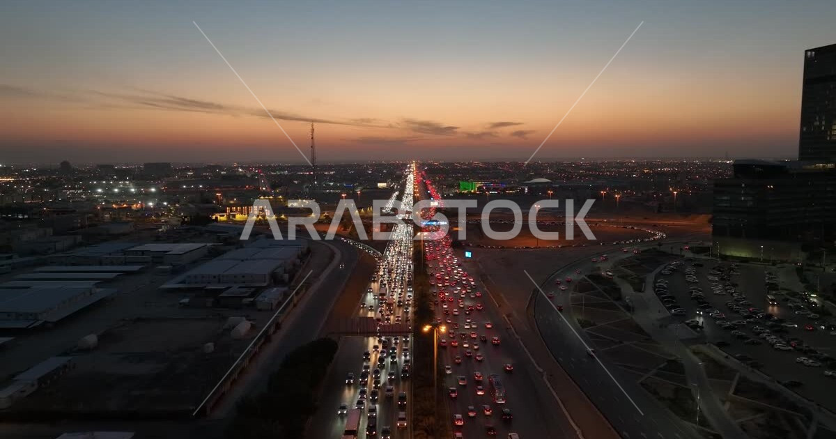 Drone photography of roads and streets in the city of Riyadh in the ...