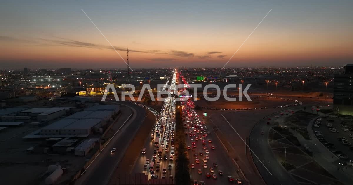 Drone photography of roads and streets in the city of Riyadh in the ...