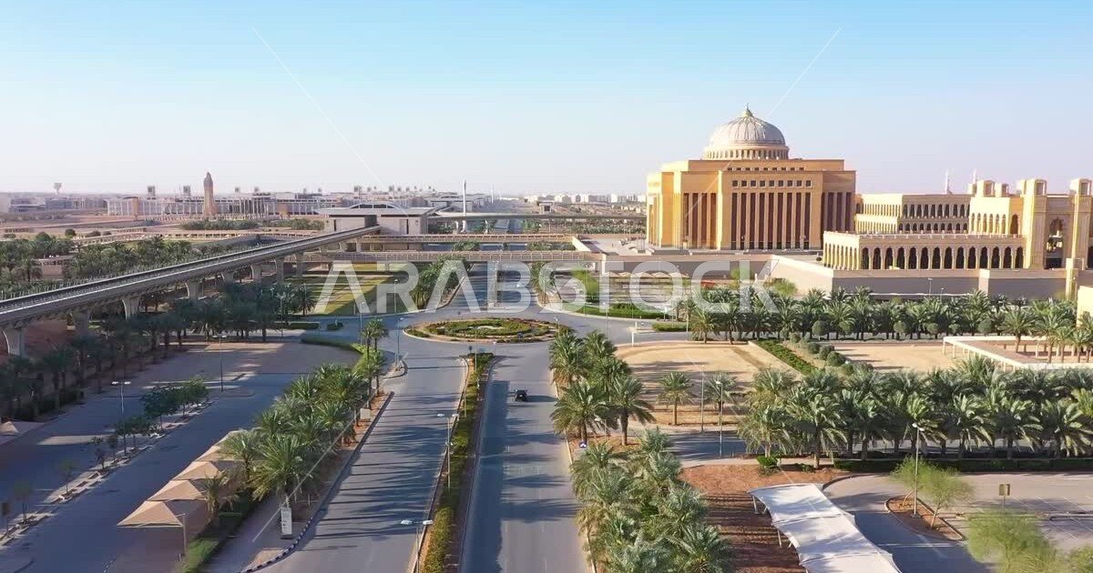 Aerial photography of the airport road in the city of Riyadh, the ...