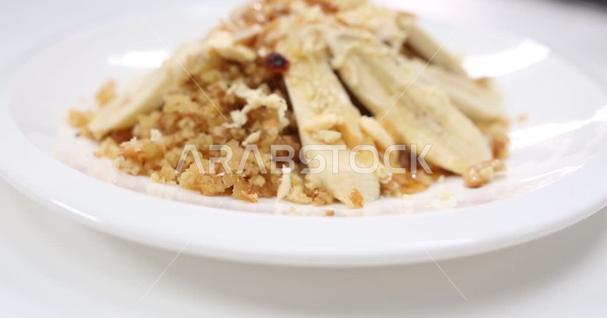 A close-up of the delicious Masoub dish, popular Ramadan sweets ...