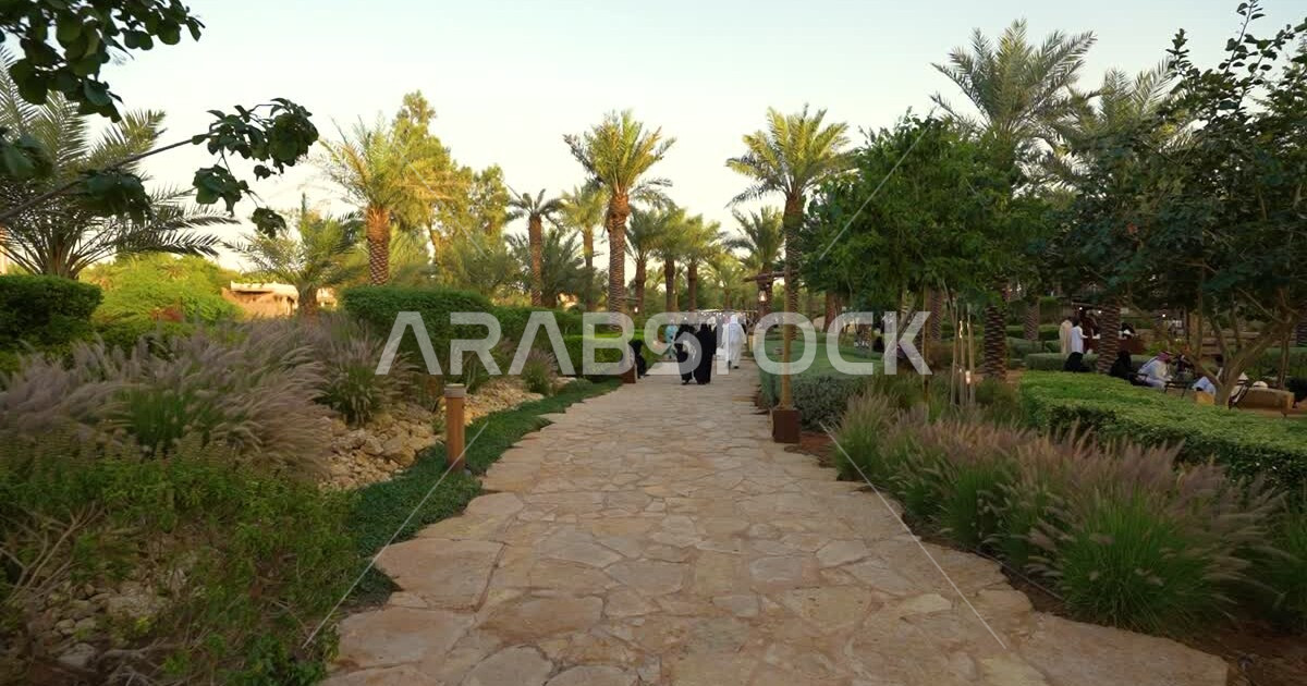 Walking in the open air, a photograph from the back of two Saudi ...