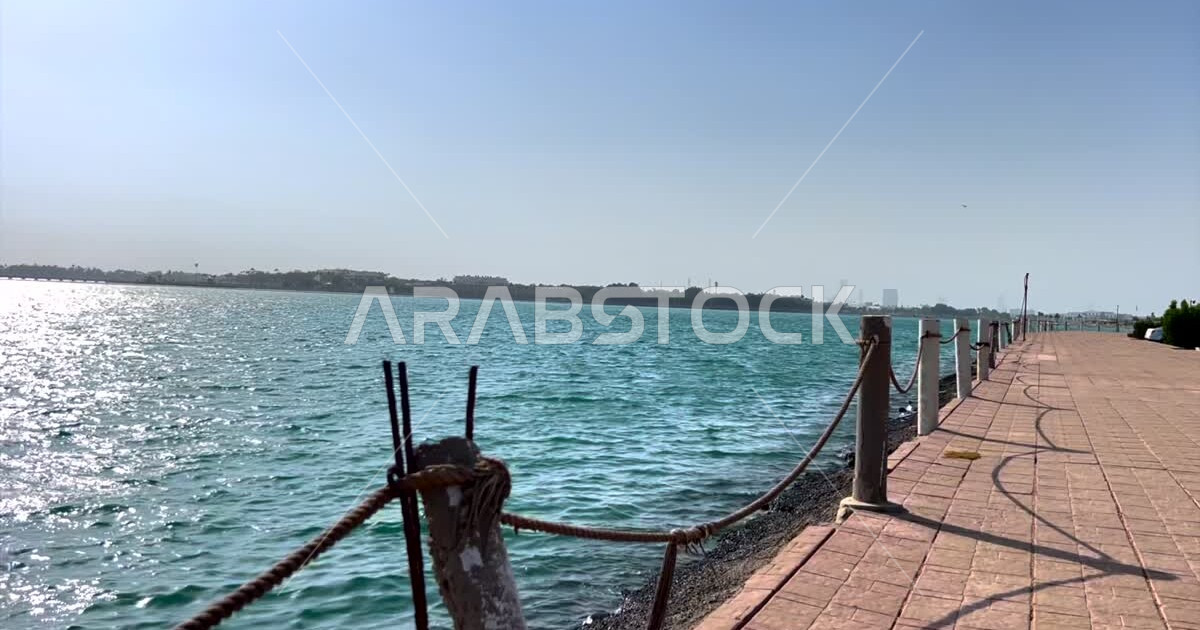 Tourist places in Saudi Arabia, calm sea waves in Jeddah in the Kingdom ...