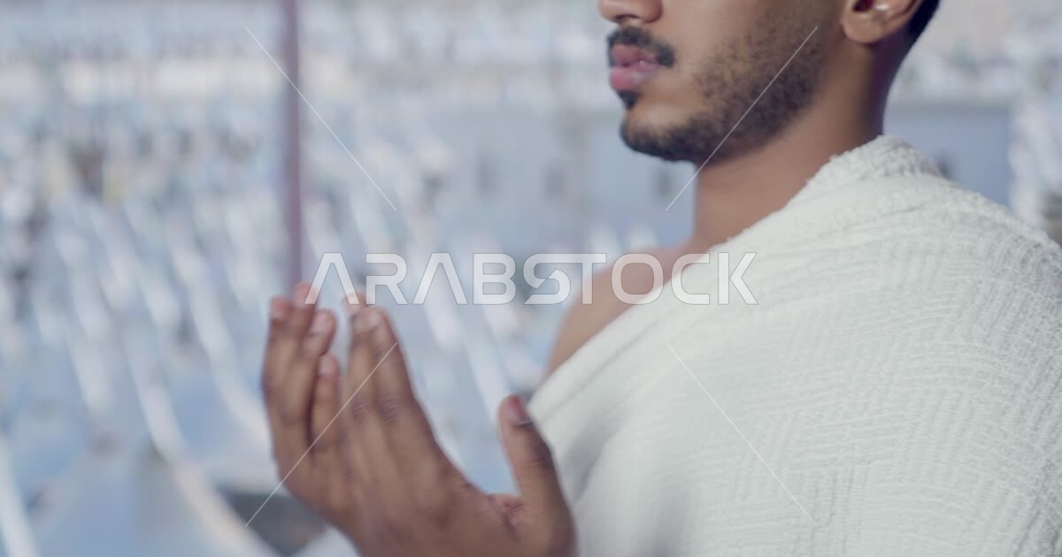 Supplication, worship, and getting closer to God, a close-up depiction ...