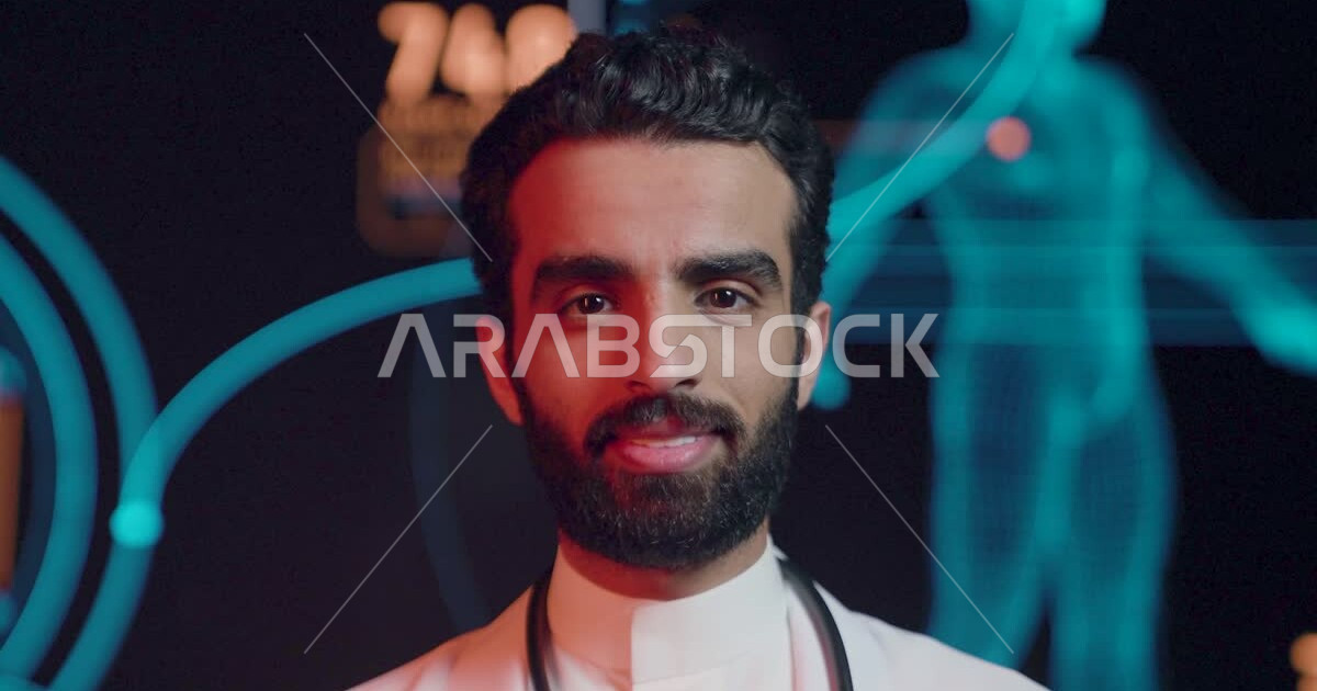 3D hologram background for DNA research, a Saudi Arabian Gulf doctor ...