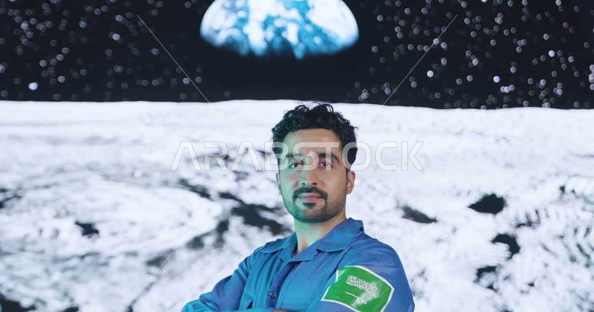 A Saudi Arab Gulf astronaut on the surface of the planet wearing a ...