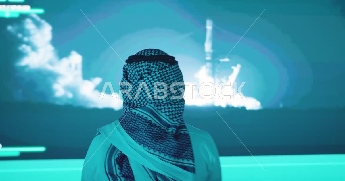 A Saudi Arabian trip to outer space, the background of modern screens ...