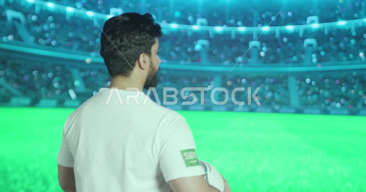 The Saudi national football team, an audience in the stadium taking ...