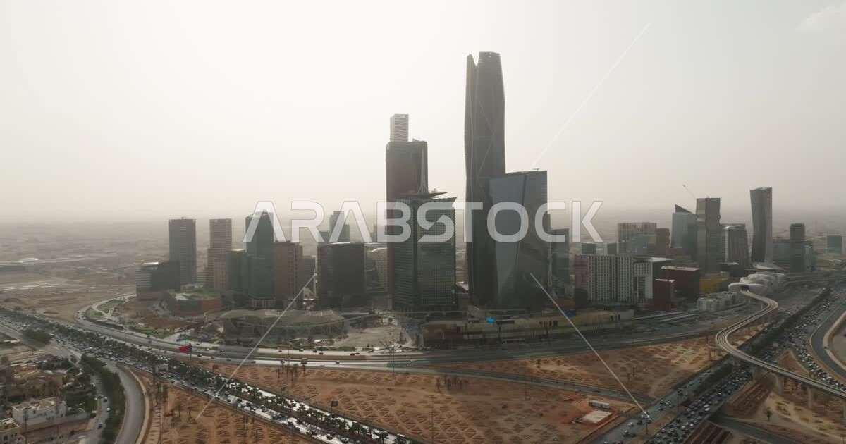Drone photography of the King Abdullah Financial District (KAFD), car ...
