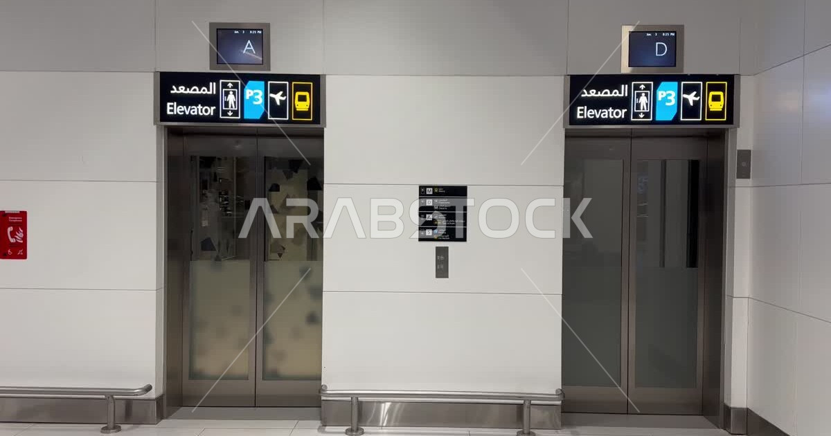 The electric elevator at King Khalid International Airport in the city of Riyadh in the Kingdom ...