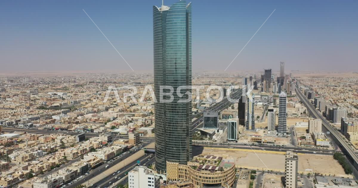 Drone photography of the Rafal Tower in Riyadh, Saudi Arabia, towers ...