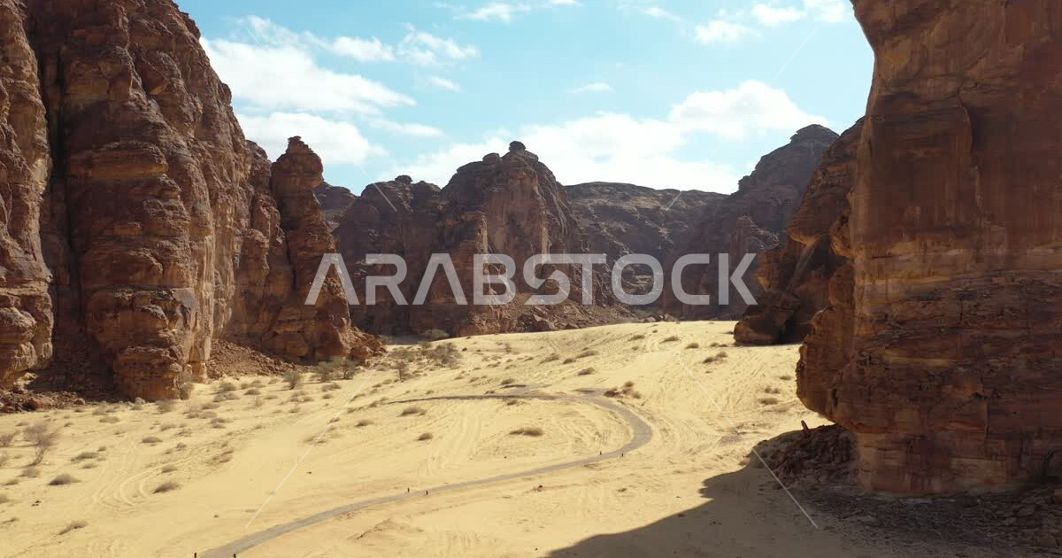 Ancient historical monuments, rock formations in desert areas, peaks ...