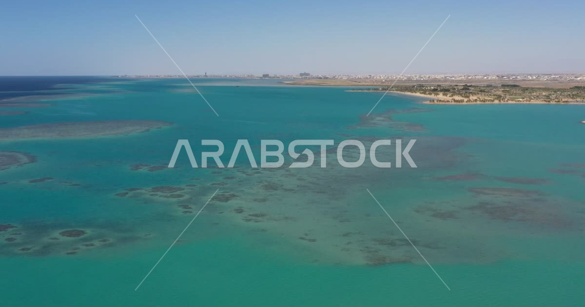 Drone photography of the Yanbu Sea in Saudi Arabia, the waterfront of ...