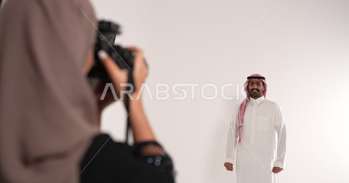 Advanced cameras and equipment, a photo session in the studio, a ...