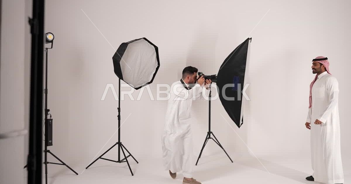 Behind the scenes, advanced cameras and equipment, a professional Saudi ...