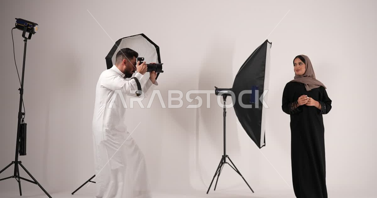 Fashionable model and models, marketing advertising photography, studio ...