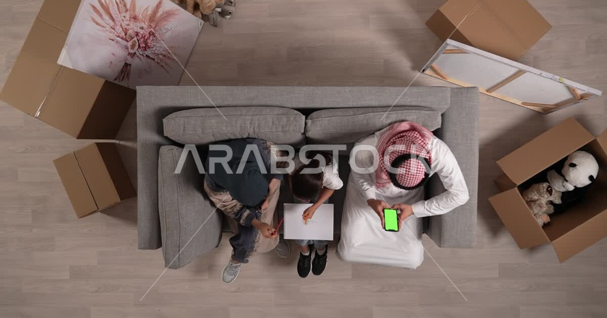 The concept of family stability, a picture from above of a Saudi ...