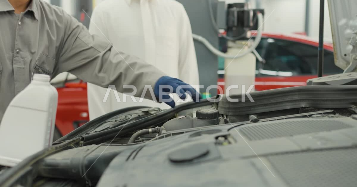 Examination and check work on car parts, close-up of a mechanic who ...