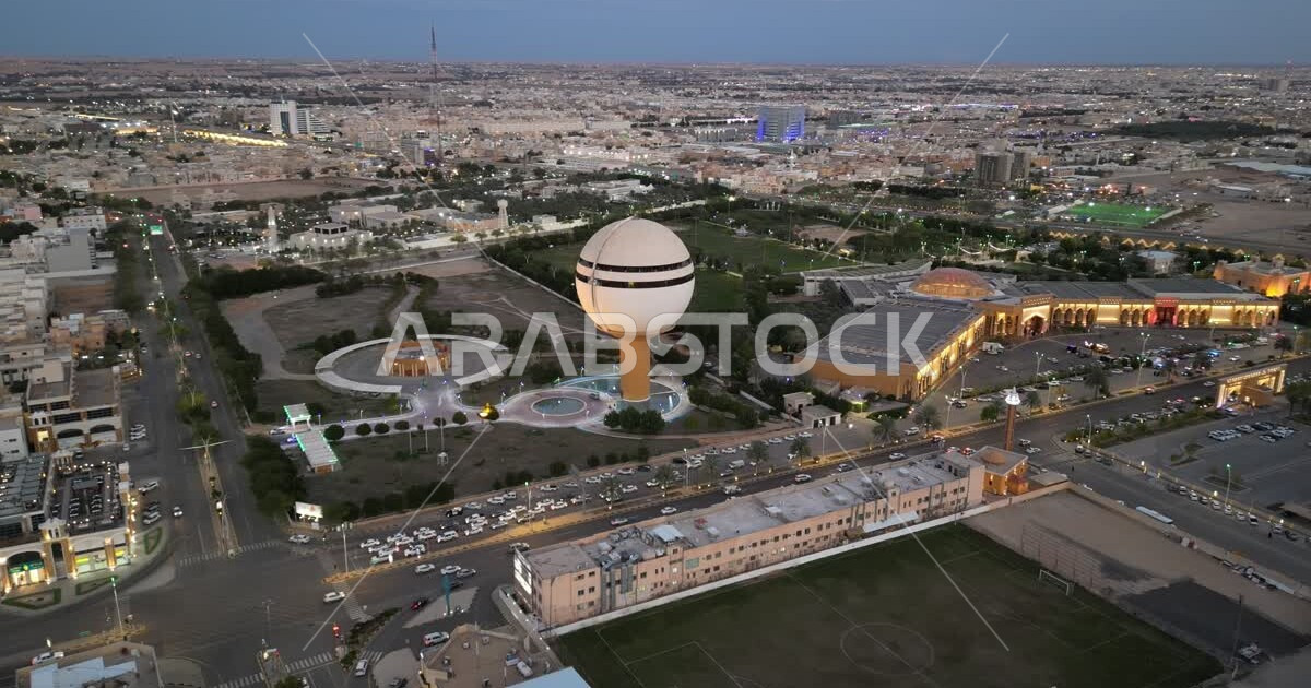 Drone photography of the Buraidah water tower north of Buraidah city in ...