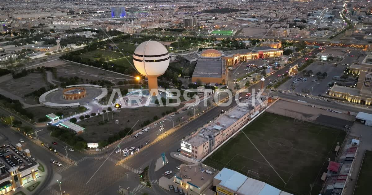 Drone photography of the Buraidah water tower north of Buraidah city in ...