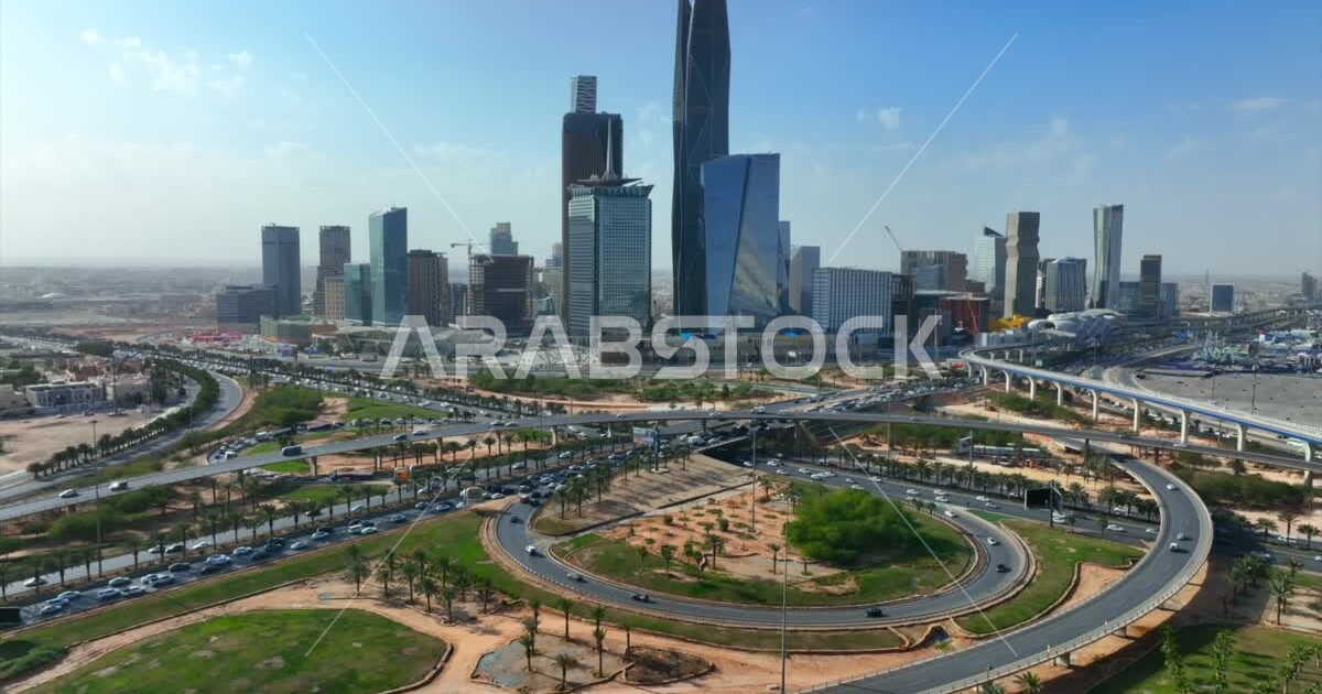 Drone photography from above of the King Abdullah Financial District ...