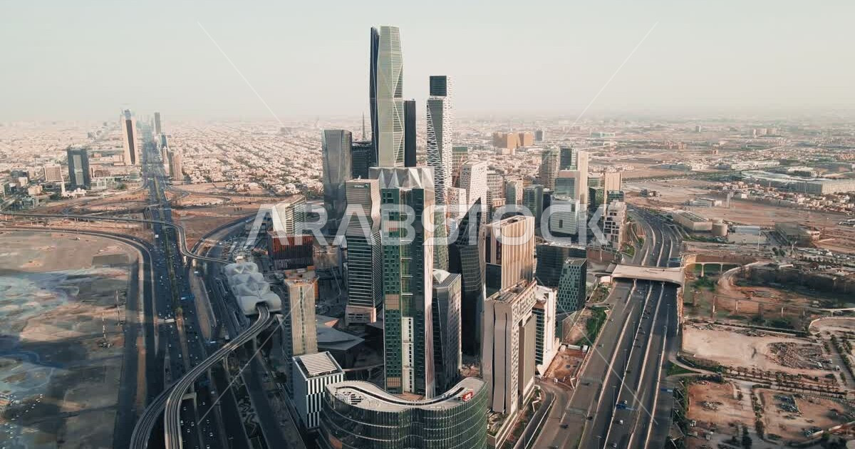 Drone photography from above of the King Abdullah Financial District ...