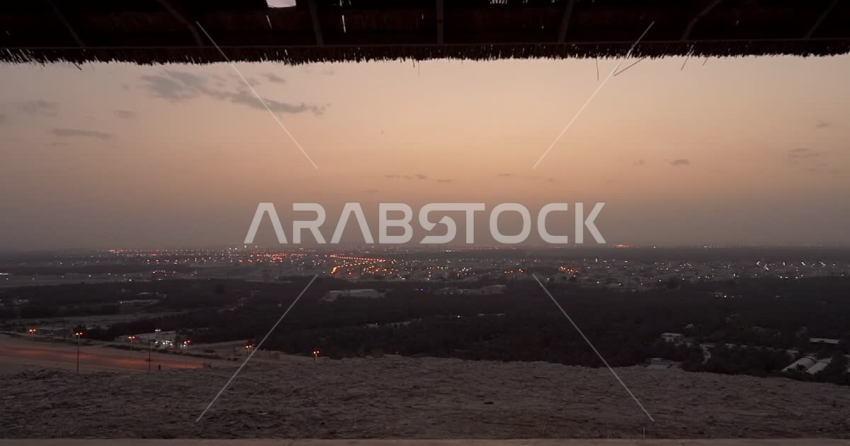 A view of the sunset in the sky of Saudi Arabia, a time-lapse view of ...