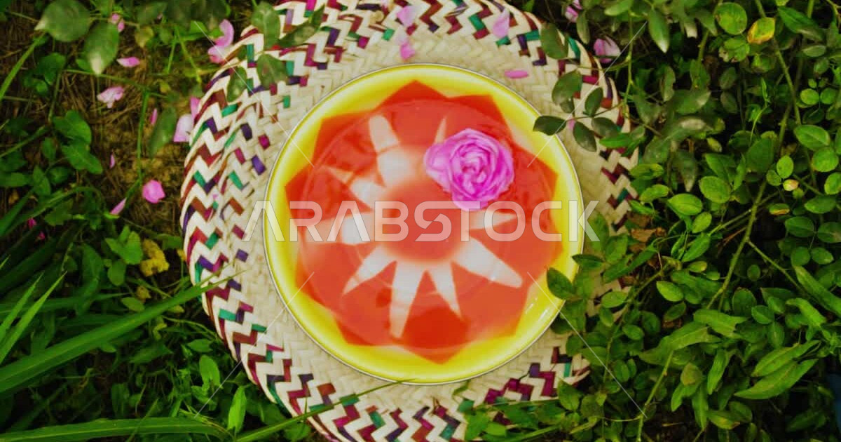 Photography from above of Al-Hasawi Al-Juri rose, natural rose water ...
