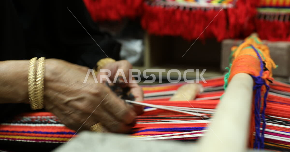 Popular traditional works and industries, close-up of a Saudi Arabian ...