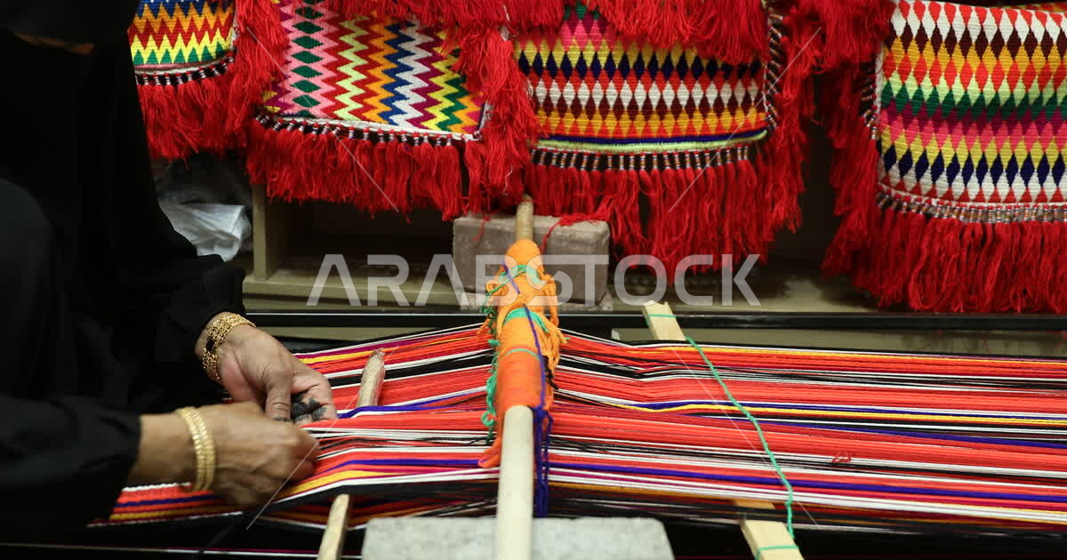 Popular traditional works and industries, close-up of a Saudi Arabian ...