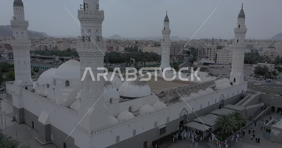 Islamic architectural art, close-up of the Quba Mosque in Medina in the ...