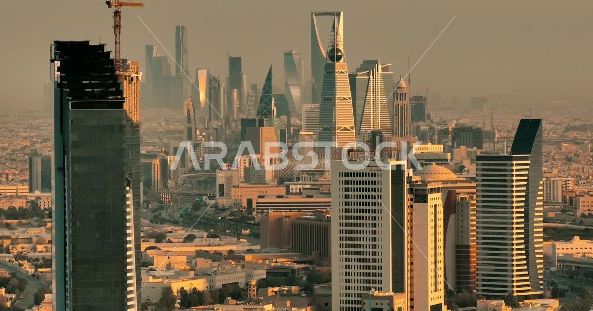 Photography from above of the towers in the city of Riyadh in the ...
