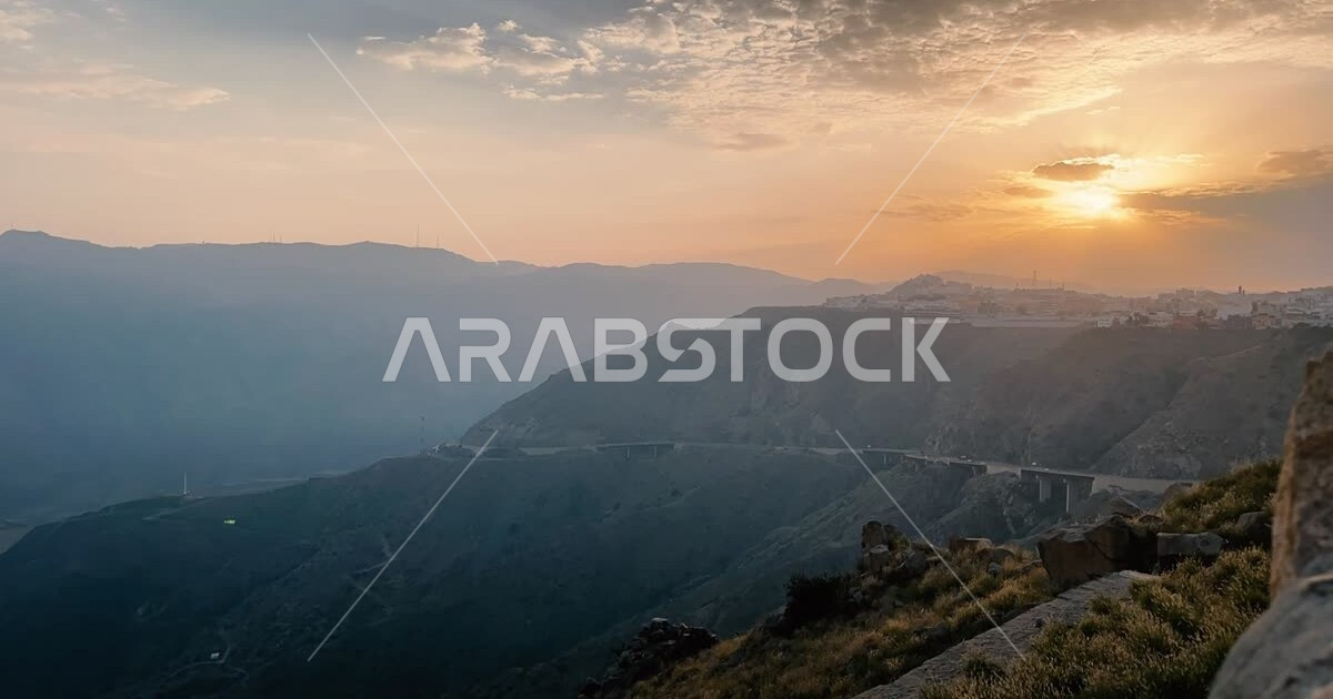 Time-lapse view of the sunset on the Al-Soudah Mountains in Abha in the ...