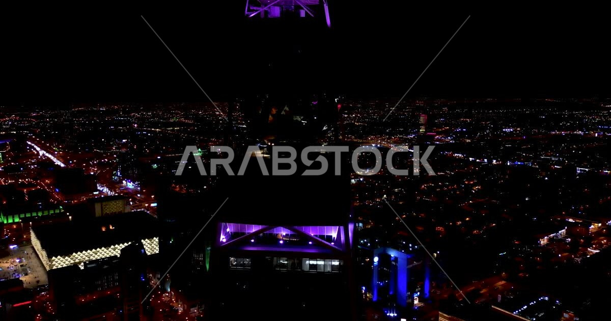 Drone photography of Al-Faisaliah Tower in the city of Riyadh in the ...