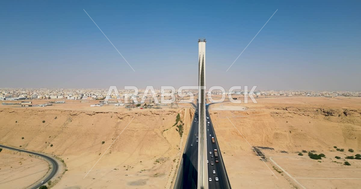 The famous landmarks of Riyadh, Drone photography of the suspension ...