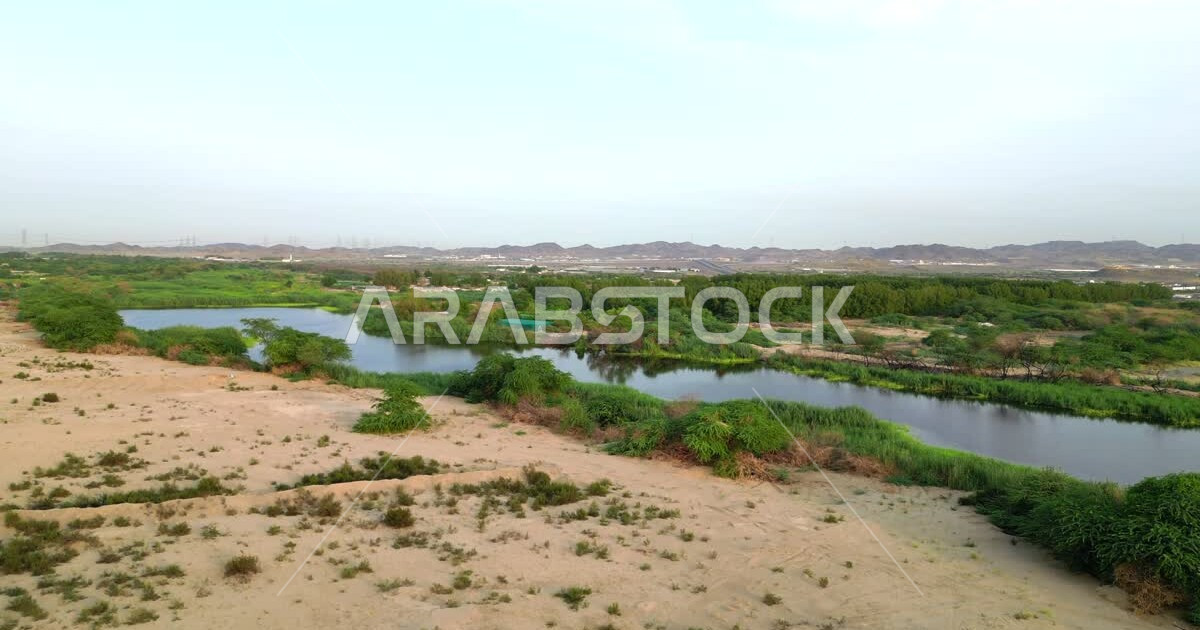 Water resources, rivers and lakes in Jeddah, aerial photography of the ...