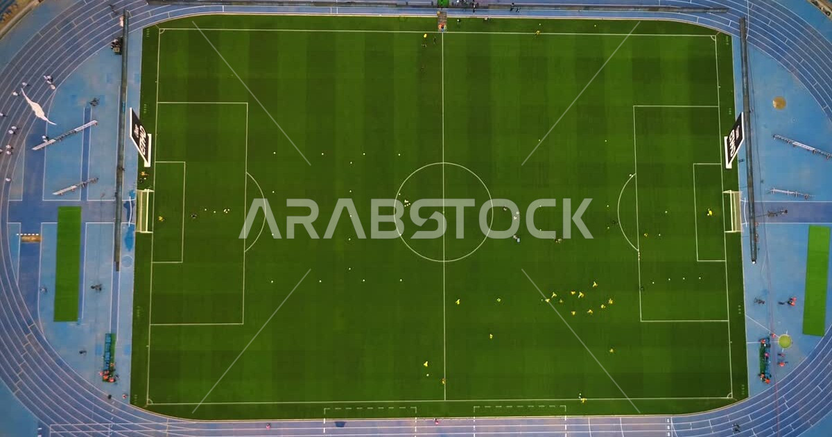 Sports stadiums and clubs, drone photography of the players entering ...