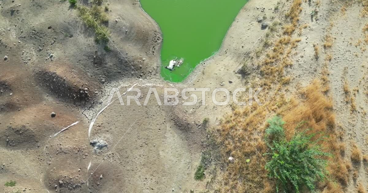 Water lake in desert areas, drone photography of Makkah Al-Mukarramah ...