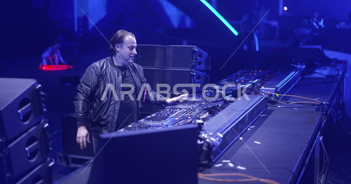 Performing a concert at the Middle Beast Festival in Riyadh, processing ...