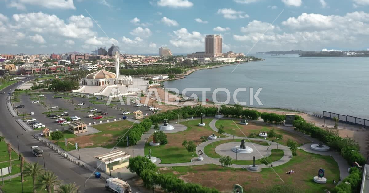 Drone photography of the waterfront in the city of Jeddah in the ...