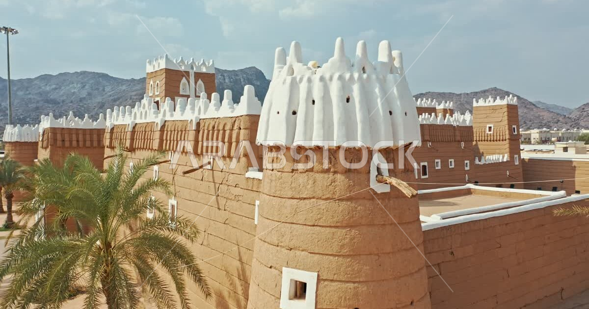 Drone photography of the emirate's palace in the city of Najran in the ...