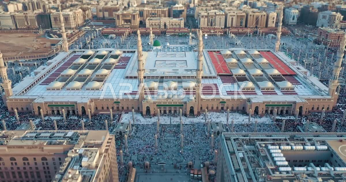 Islamic architecture in Saudi Arabia, drone photography of the Prophet ...