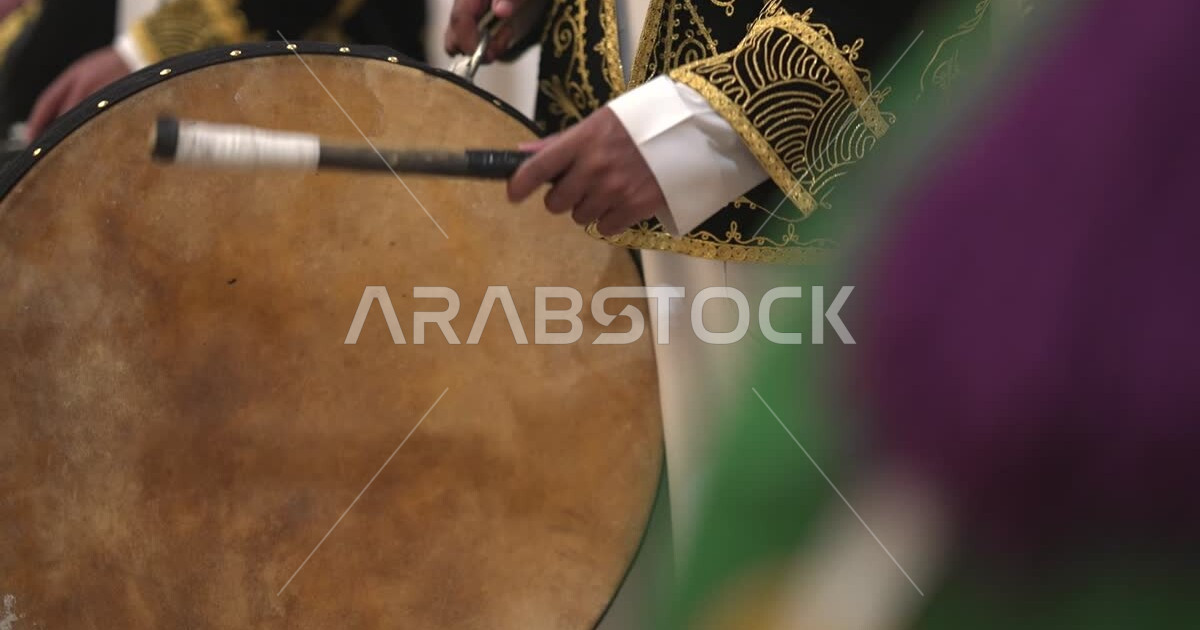 Saudi folklore arts and performances, close-up depiction of a Saudi ...