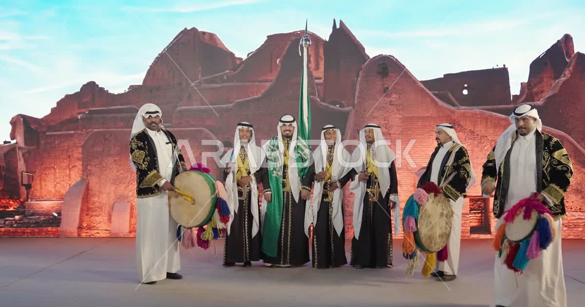 Wearing the traditional folk daqla and bramila, Flag Day, March 11 ...