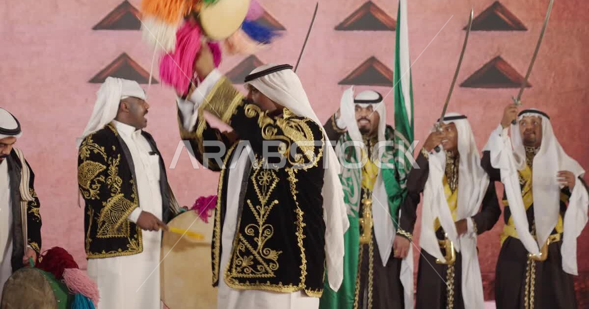 Hymns and folk dance with swords on national occasions, the Hijaz Arda ...